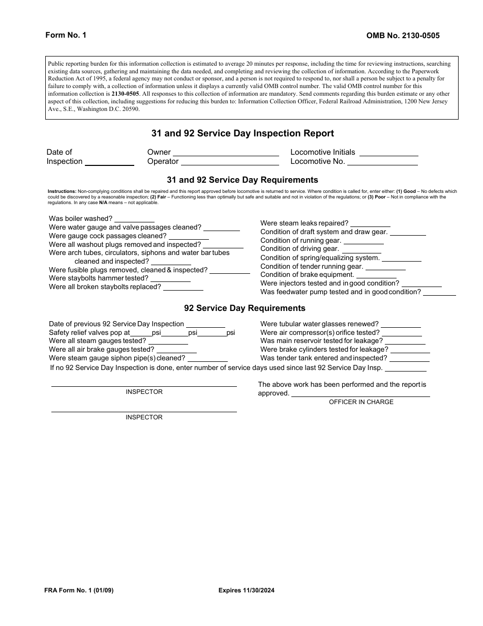 FRA Form 1 - Fill Out, Sign Online and Download Fillable PDF ...