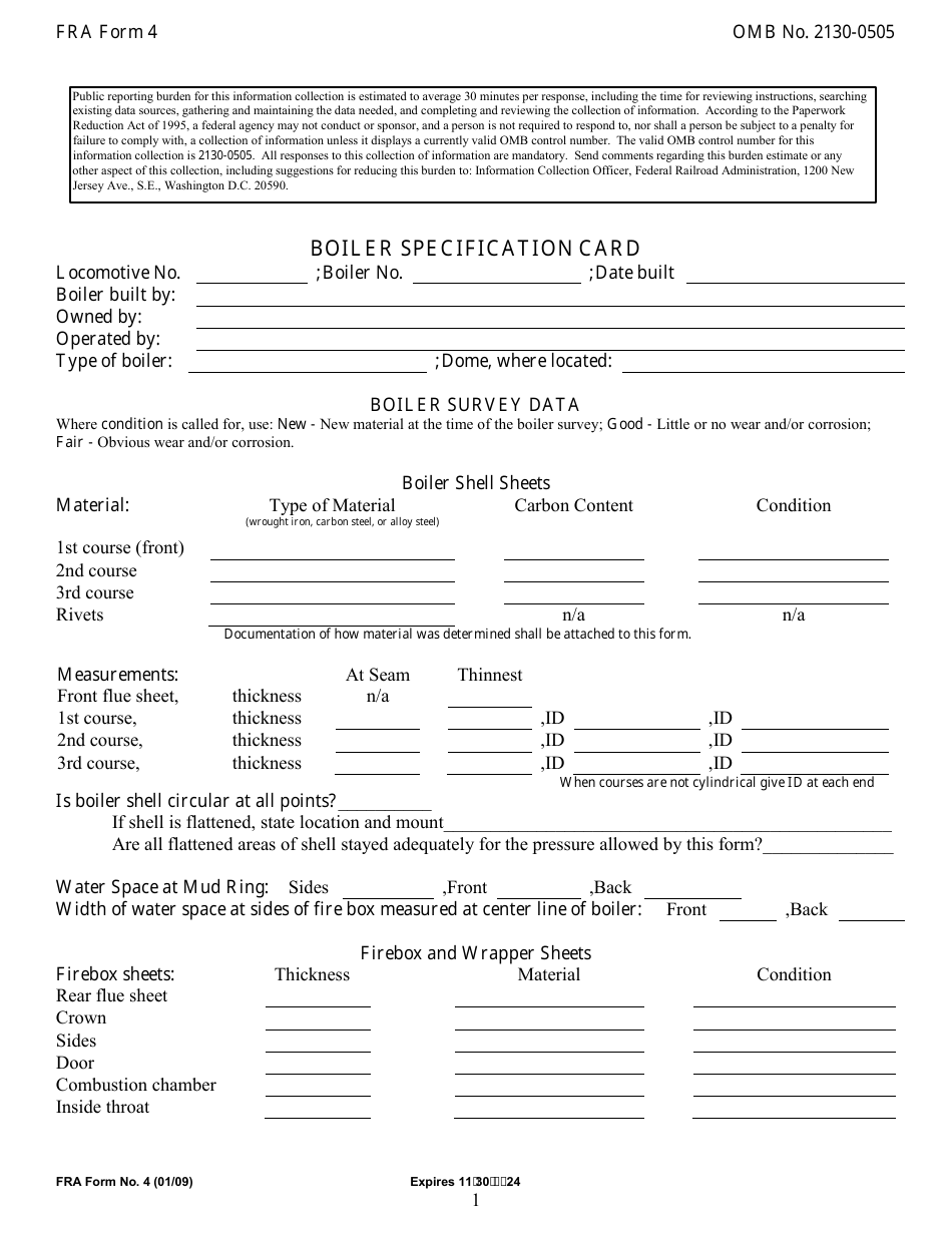 FRA Form 4 - Fill Out, Sign Online and Download Fillable PDF ...
