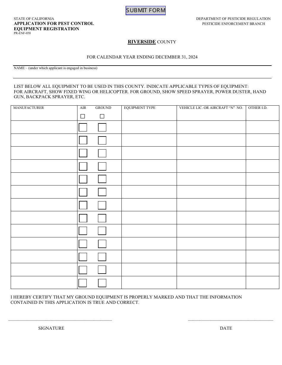 Form PR-ENF-058 Download Fillable PDF or Fill Online Application for ...
