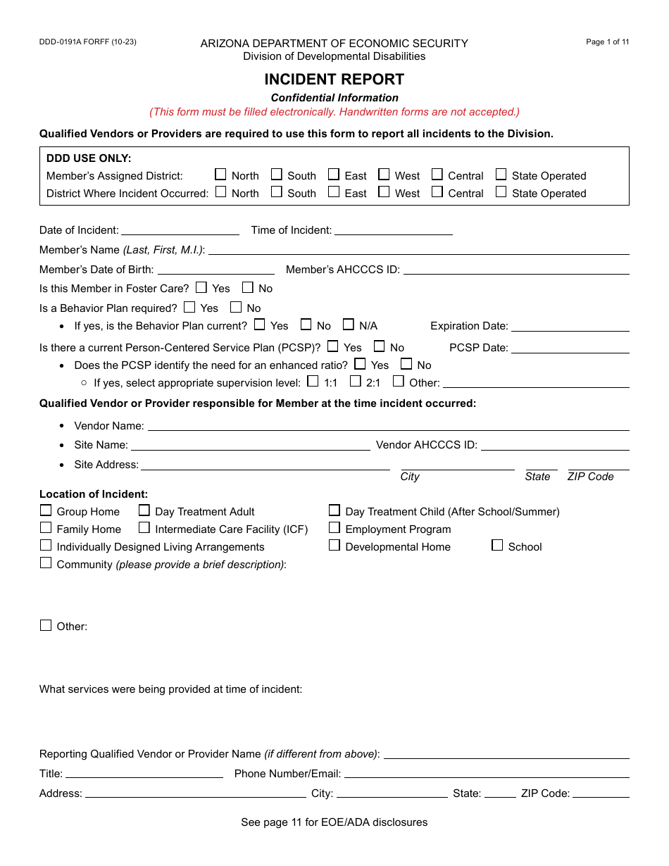 Form DDD-0191A - Fill Out, Sign Online and Download Fillable PDF ...