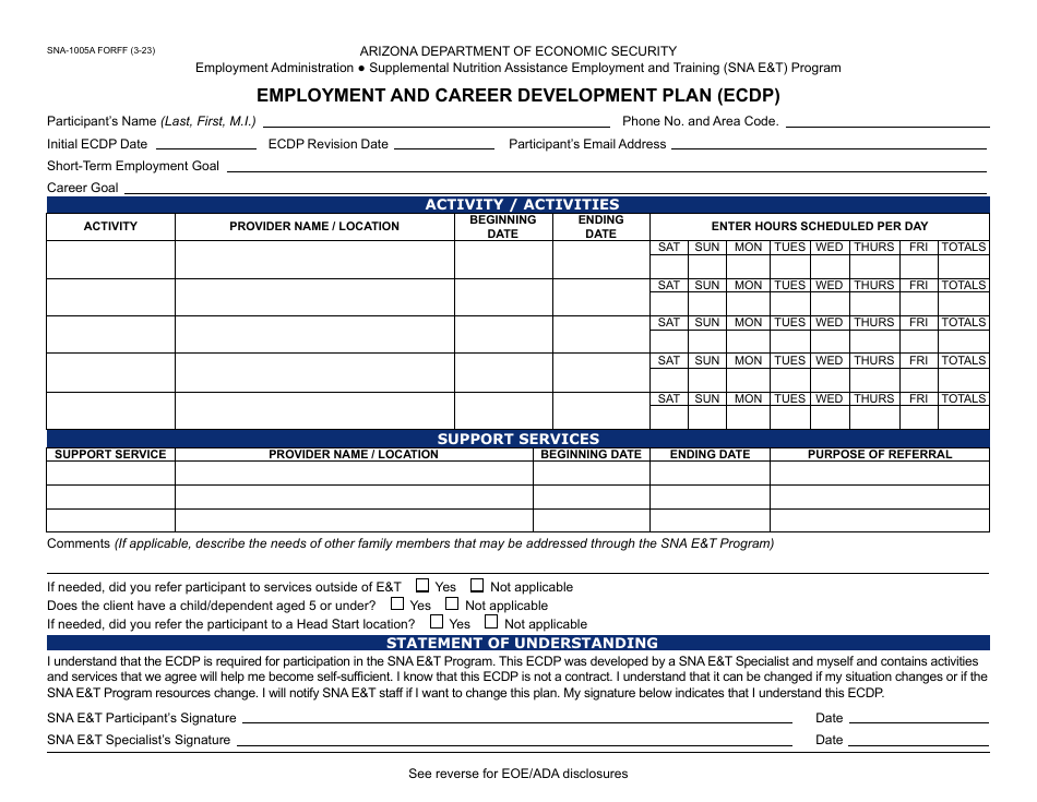Form SNA-1005A Download Fillable PDF or Fill Online Employment and ...
