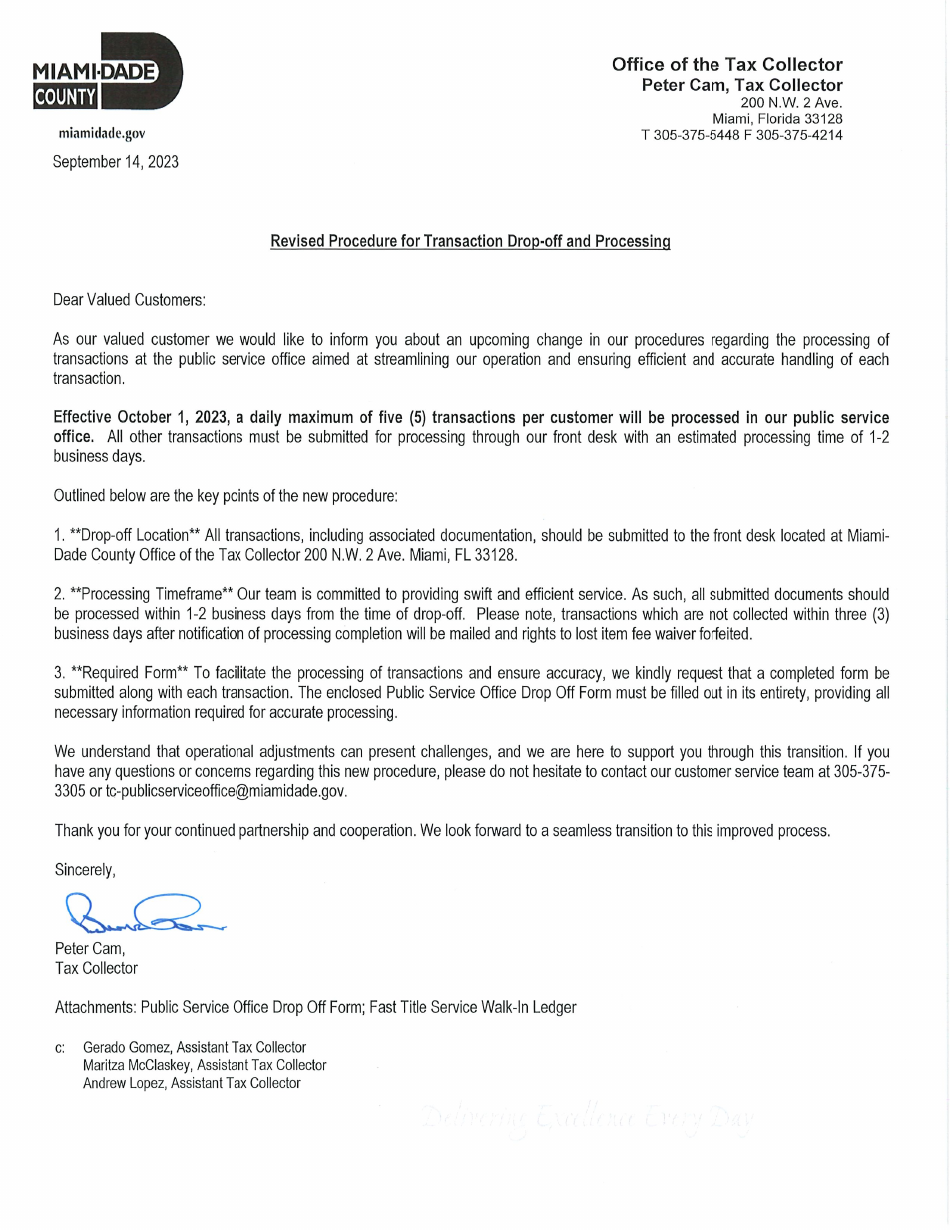 Miami-Dade County, Florida Drop off Form - Fill Out, Sign Online and ...