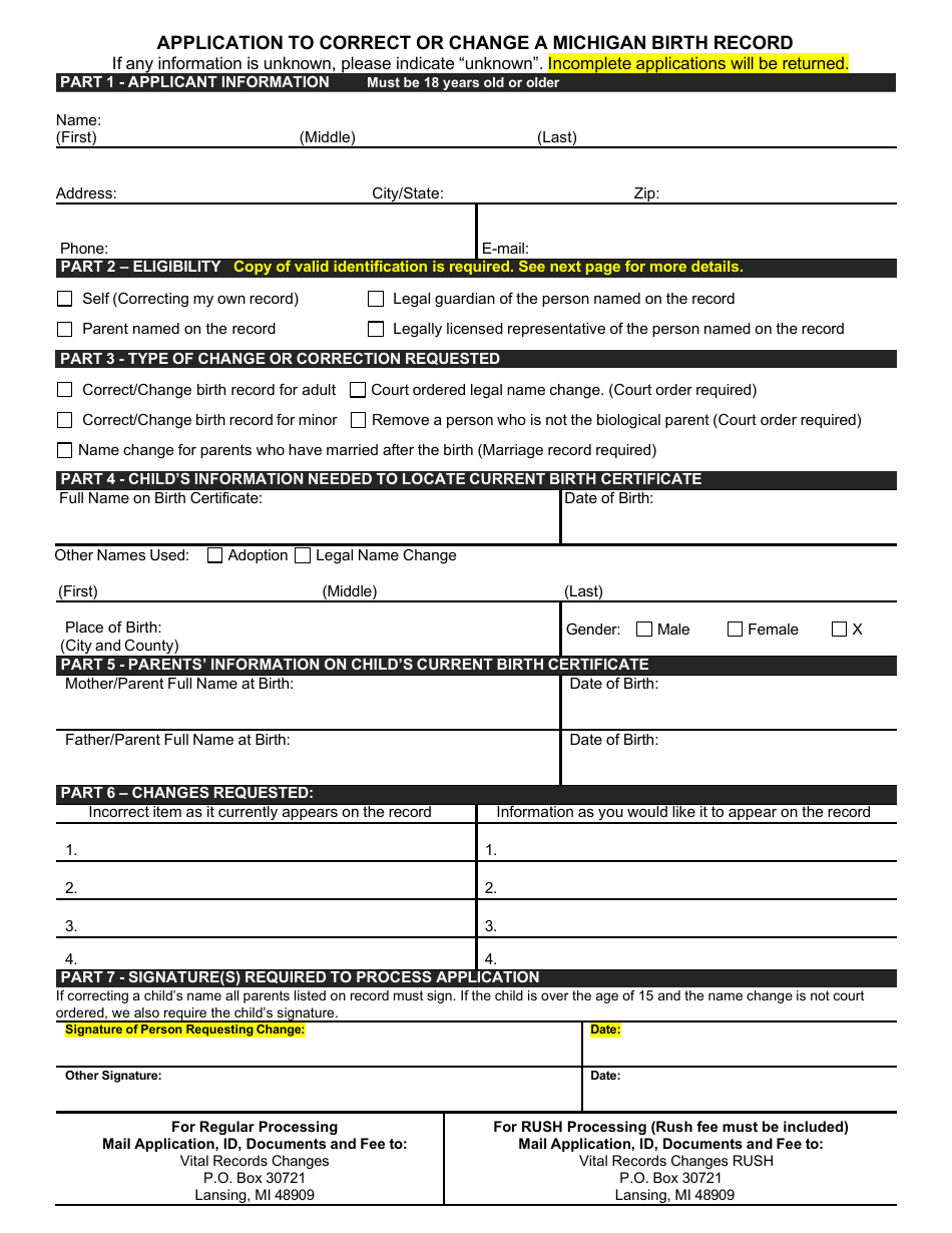 Form DCH-0847-CHGBX Download Fillable PDF or Fill Online Application to ...