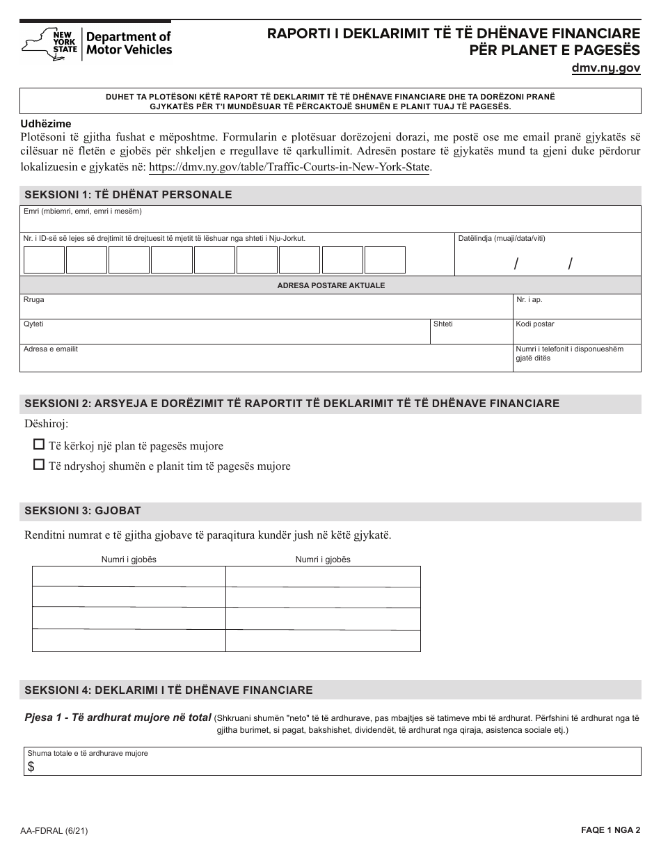 Form AA-FDRAL - Fill Out, Sign Online and Download Fillable PDF, New ...