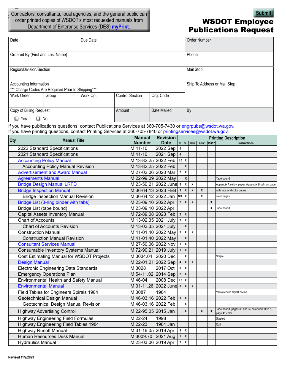 Washington Wsdot Employee Publications Request - Fill Out, Sign Online ...