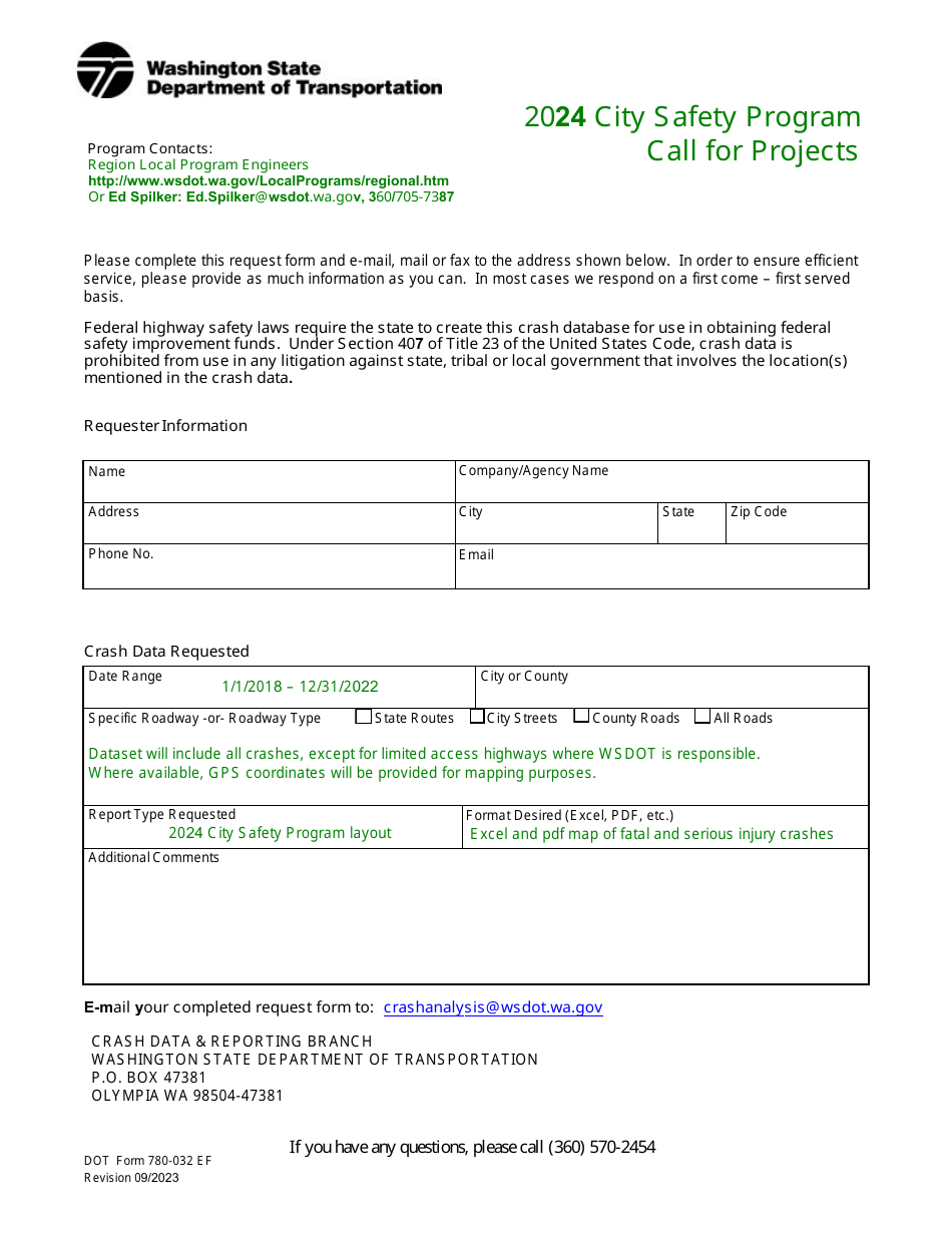 DOT Form 780-032 EF - Fill Out, Sign Online and Download Fillable PDF ...