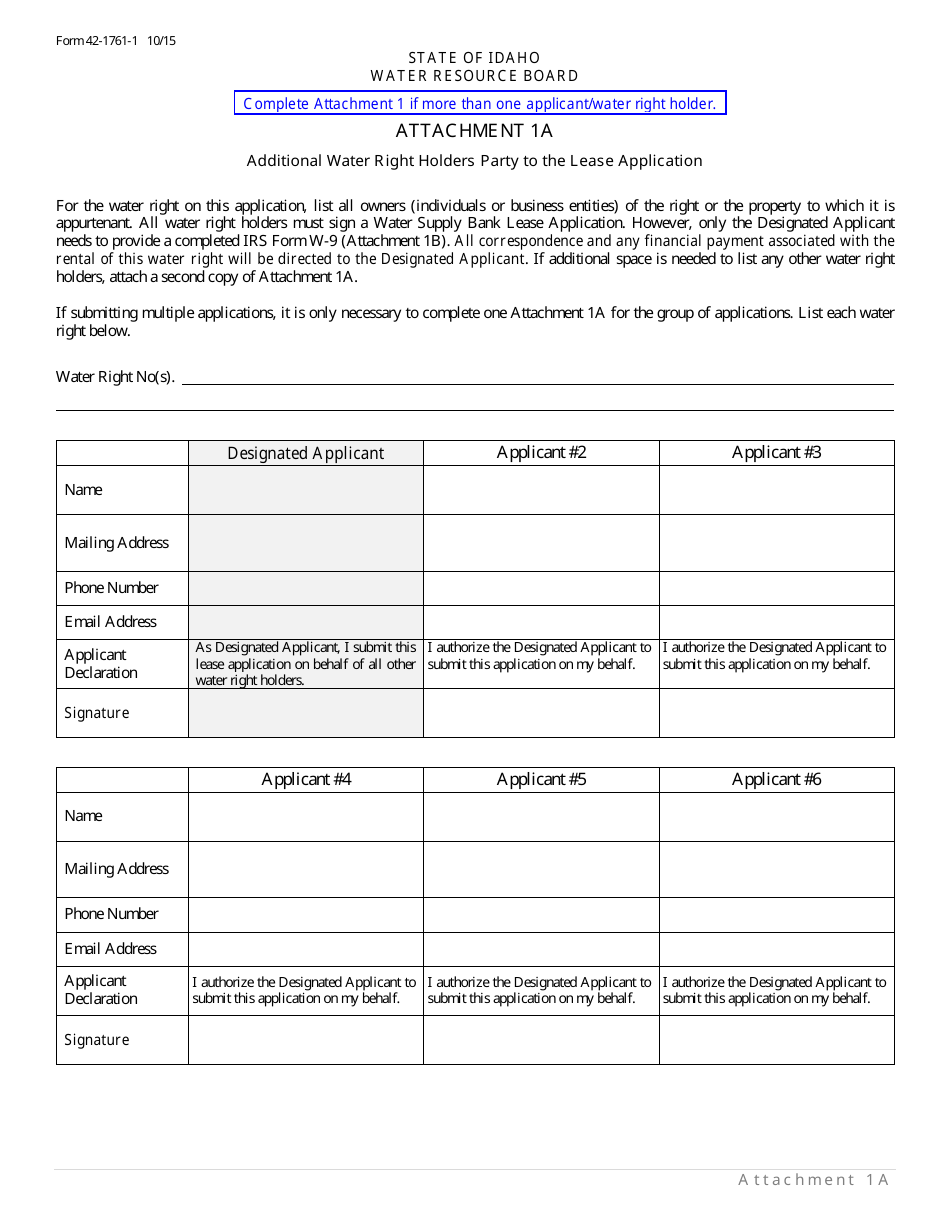 Form 42-1761-1 Attachment 1A - Fill Out, Sign Online and Download ...