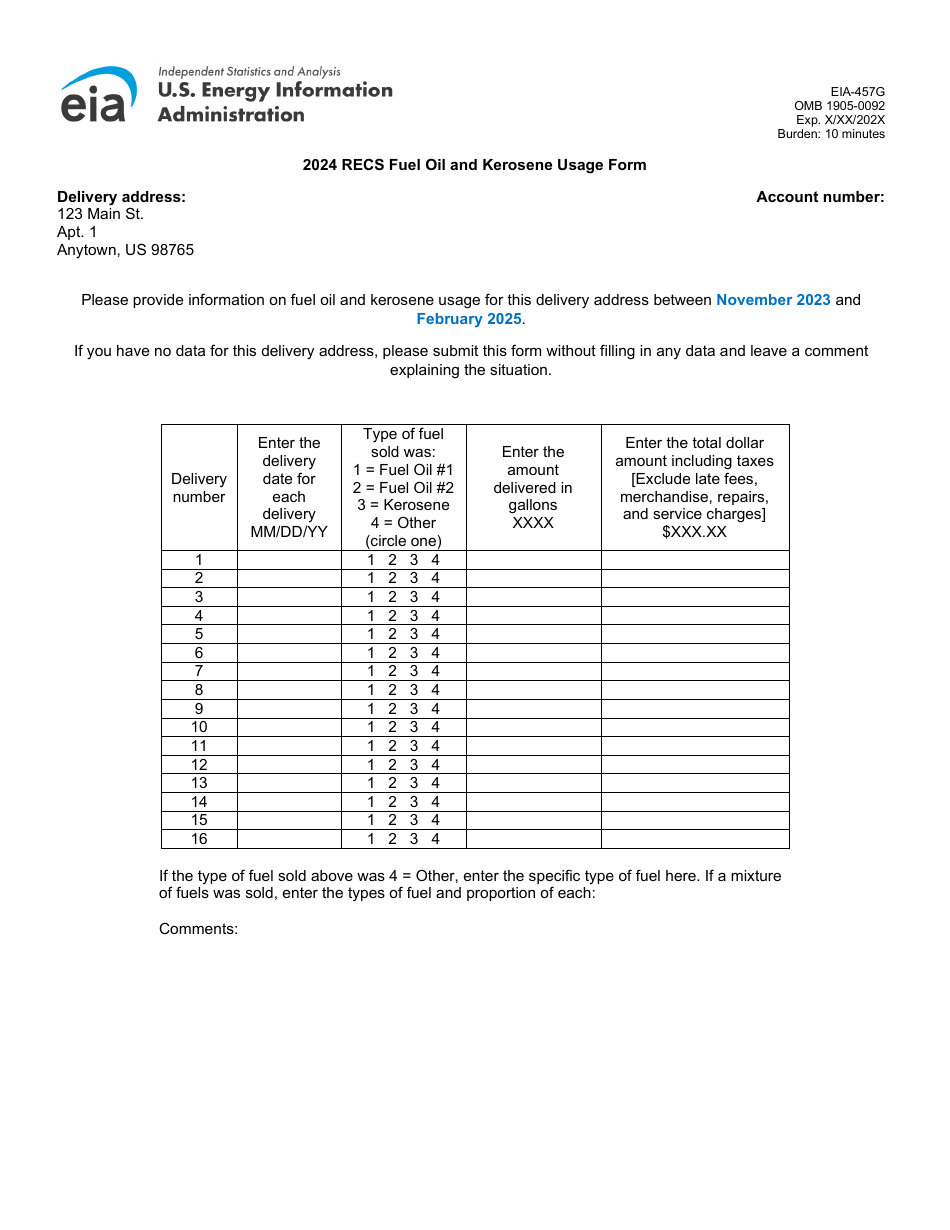 Form EIA-457G - 2024 - Fill Out, Sign Online and Download Printable PDF ...