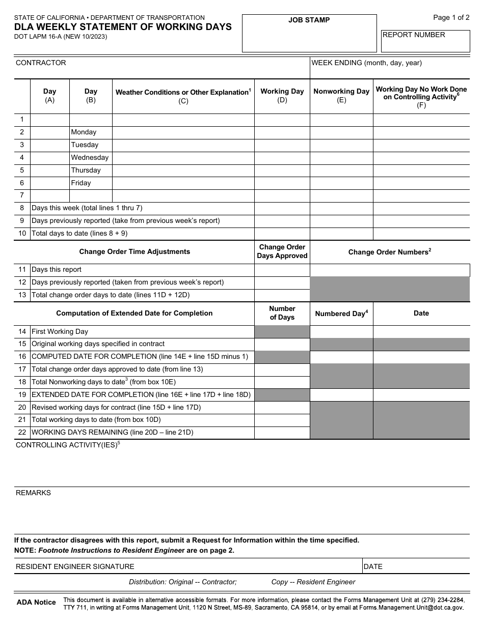 Form DOT LAPM16-A - Fill Out, Sign Online and Download Fillable PDF ...