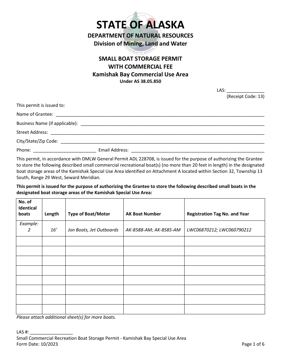 Alaska Small Boat Storage Permit With Commercial Fee - Kamishak Bay ...