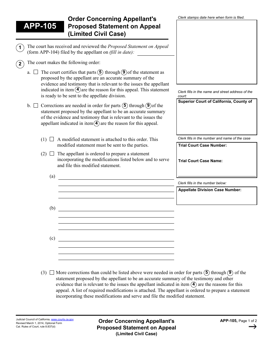 Form APP-105 - Fill Out, Sign Online and Download Fillable PDF ...