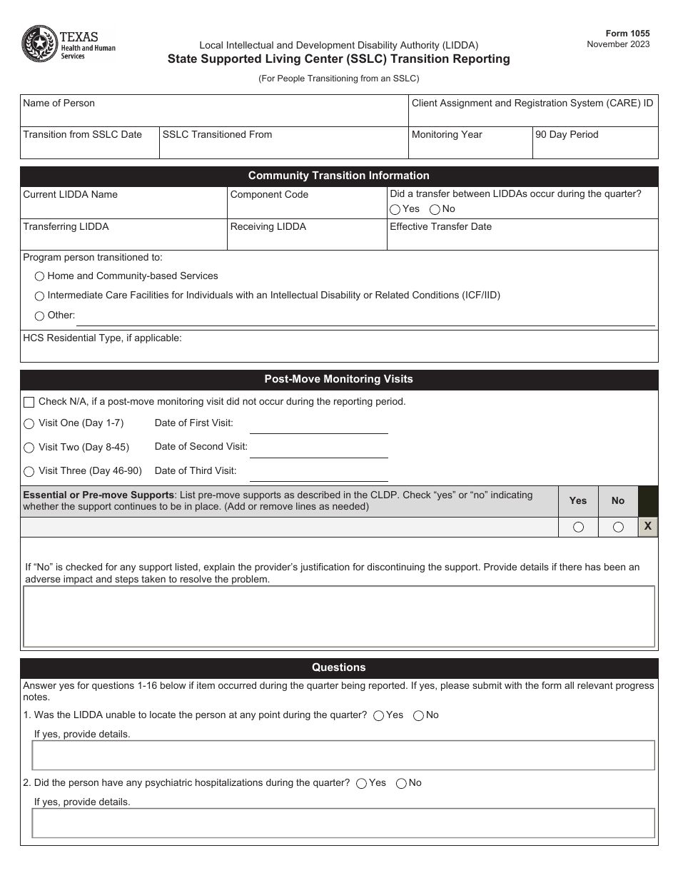 Form 1055 - Fill Out, Sign Online and Download Fillable PDF, Texas ...