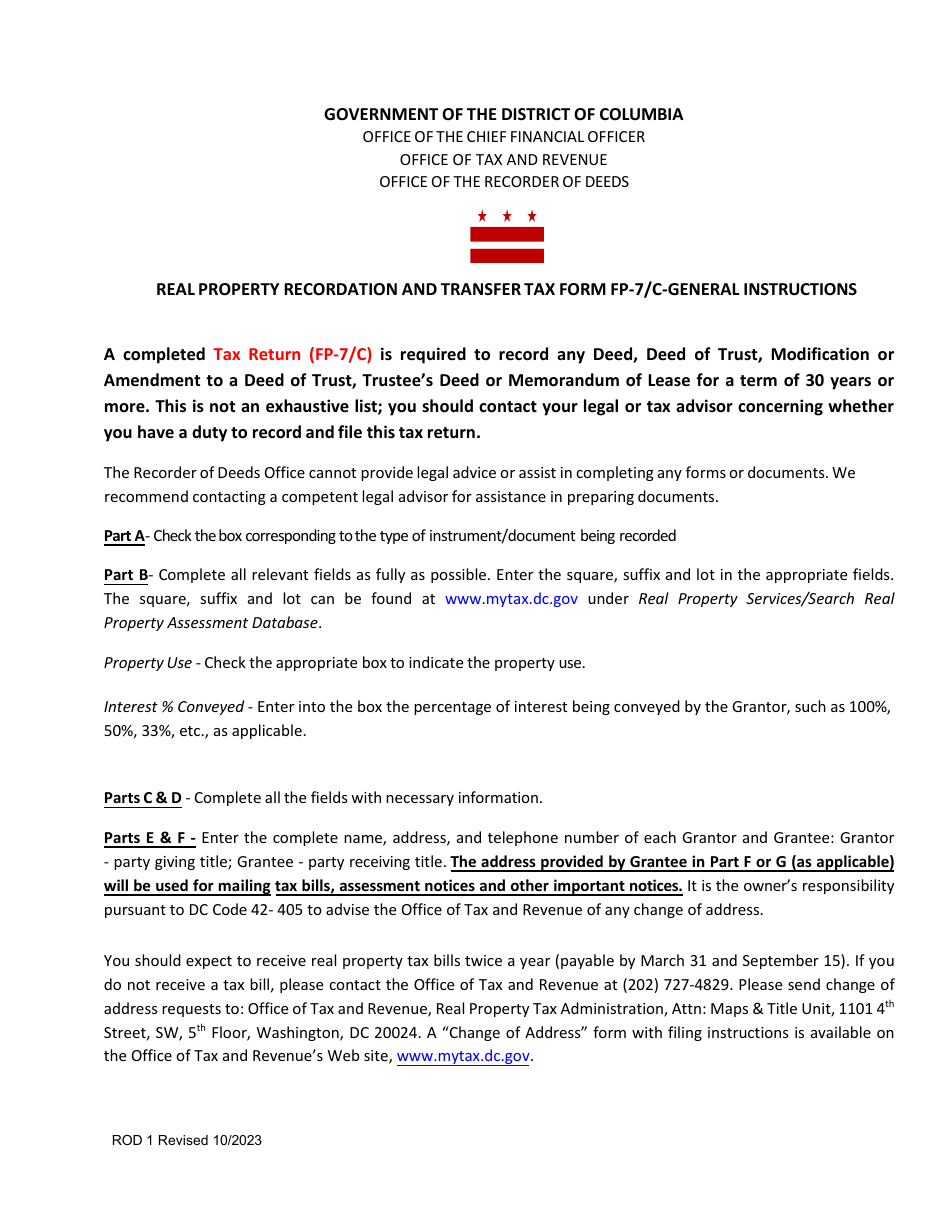 Form FP-7/C (ROD1) - Fill Out, Sign Online and Download Fillable PDF ...