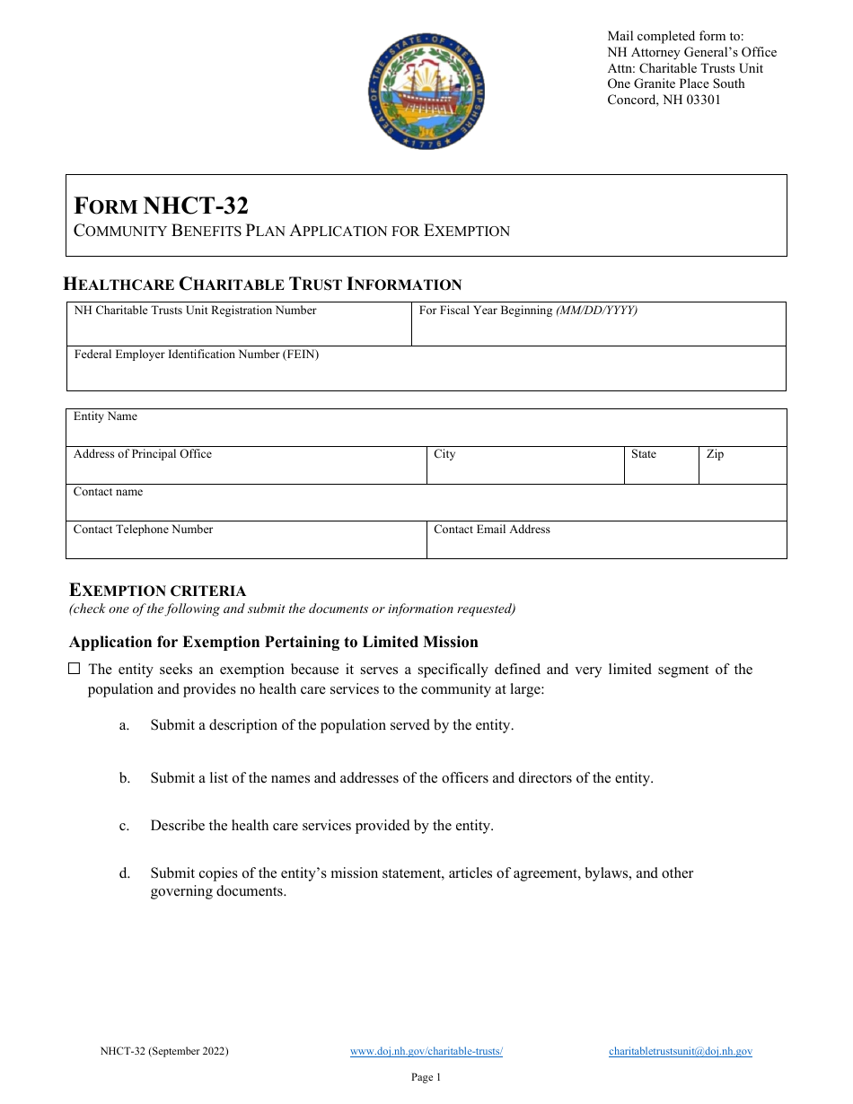 Form NHCT-32 - Fill Out, Sign Online and Download Printable PDF, New ...