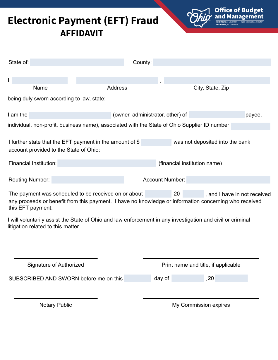 Ohio Electronic Payment (Eft) Fraud - Fill Out, Sign Online and ... Ohio Electronic Payment (Eft) Fraud - Fill Out, Sign Online and ...