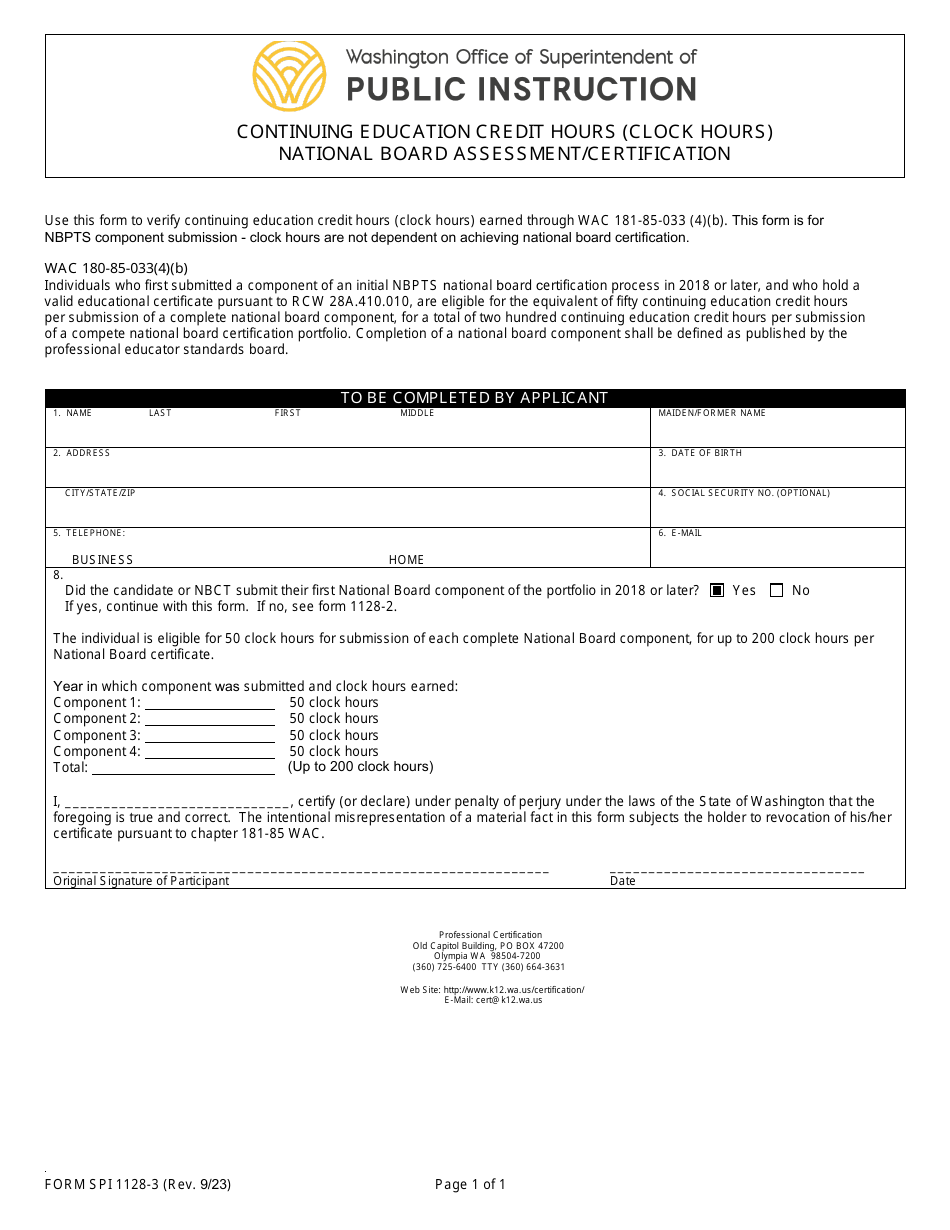 Form SPI1128-3 - Fill Out, Sign Online and Download Fillable PDF ...