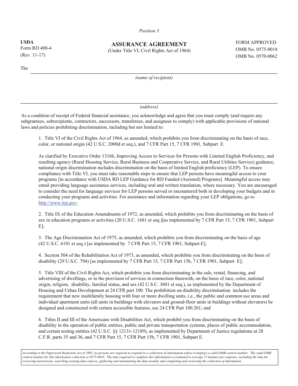 Form RD400-4 - Fill Out, Sign Online and Download Fillable PDF ...