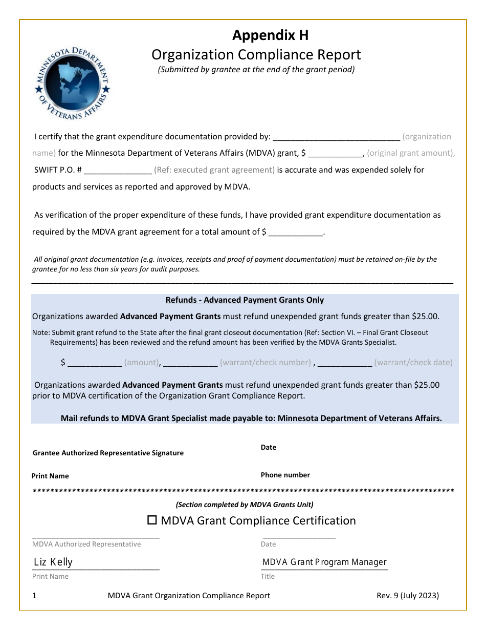Minnesota Organization Compliance Report - Fill Out, Sign Online and ...