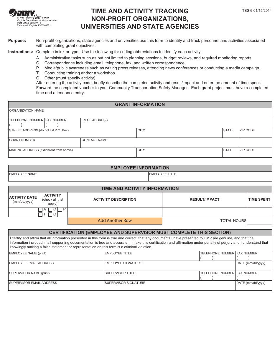 Form TSS6 - Fill Out, Sign Online and Download Fillable PDF, Virginia ...