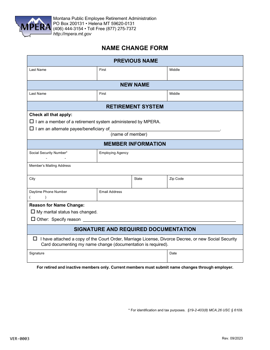 Form VER-0003 - Fill Out, Sign Online and Download Printable PDF, Montana | Templateroller