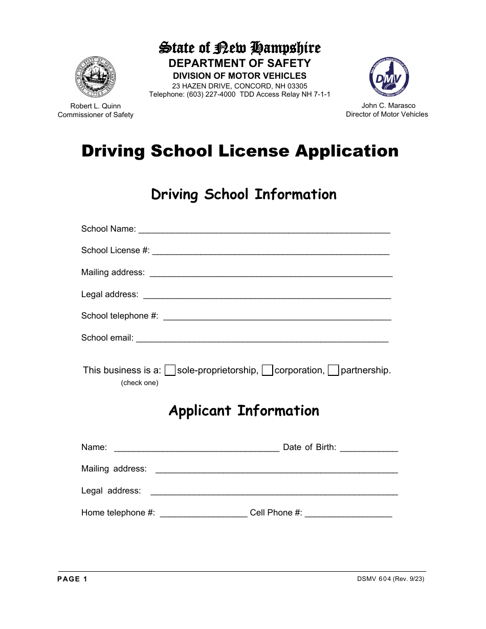 Form DSMV604 Download Fillable PDF or Fill Online Driving School ...