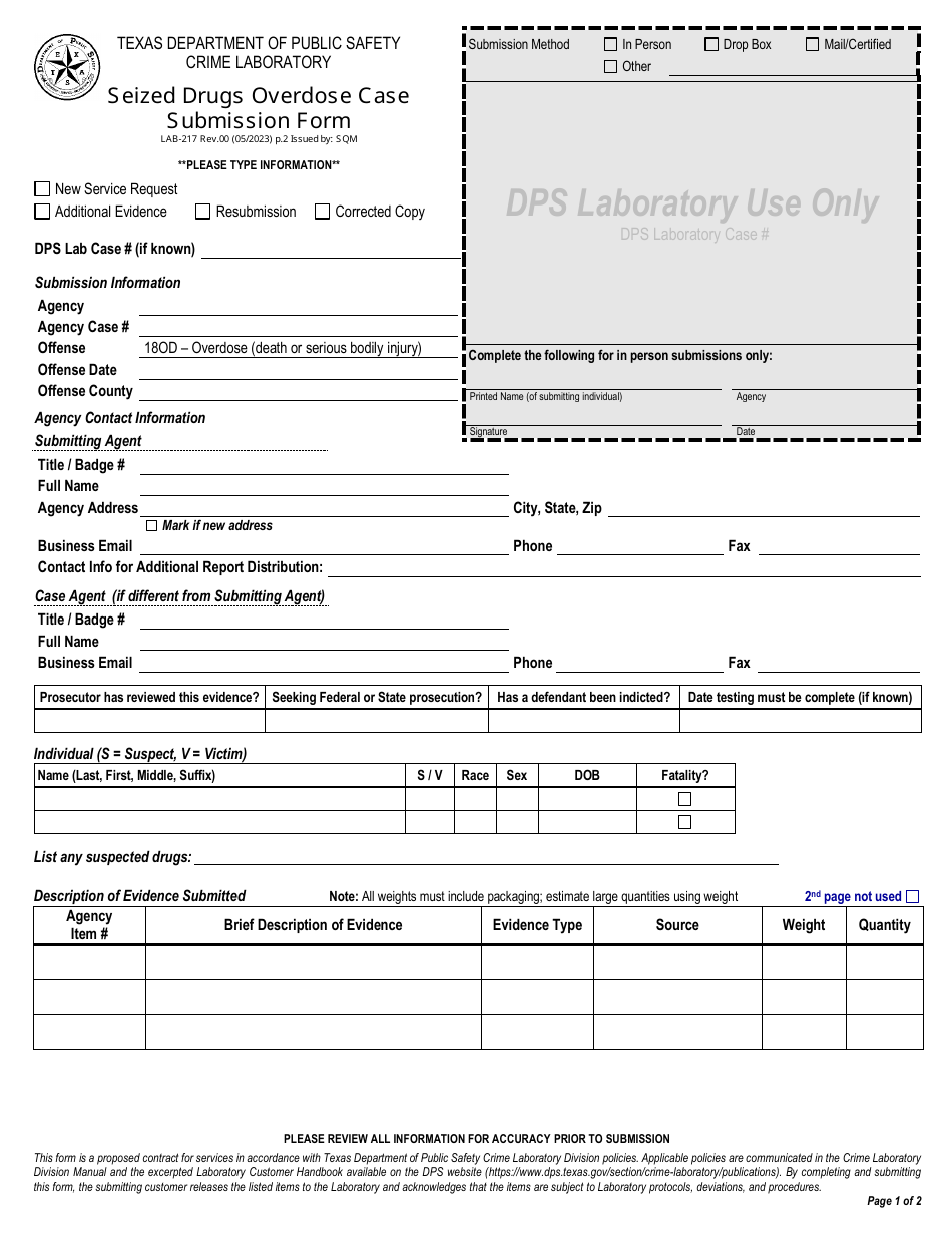 Form LAB-217 - Fill Out, Sign Online and Download Fillable PDF, Texas ...