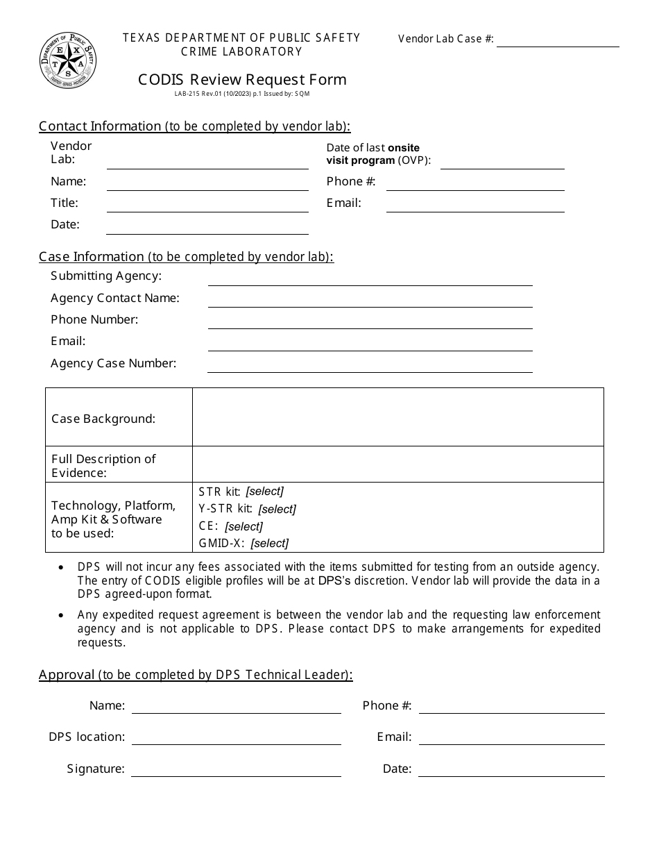 Form LAB-215 - Fill Out, Sign Online and Download Fillable PDF, Texas ...