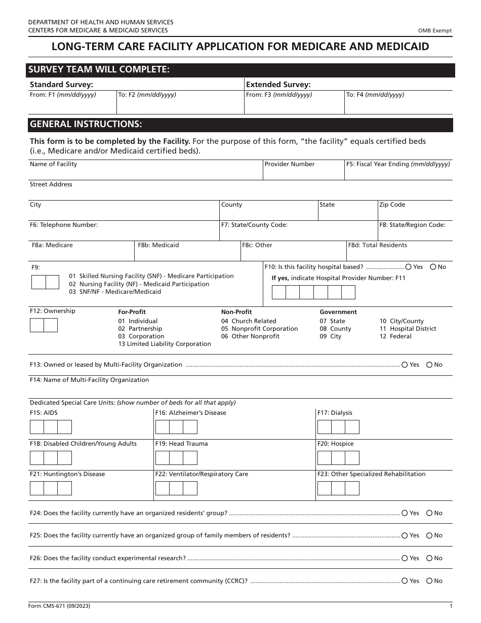 Form CMS 671 Download Fillable PDF Or Fill Online Long Term Care