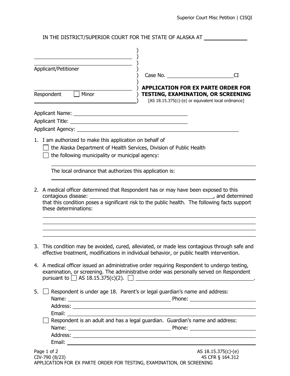Form CIV-790 Download Fillable PDF or Fill Online Application for Ex ...
