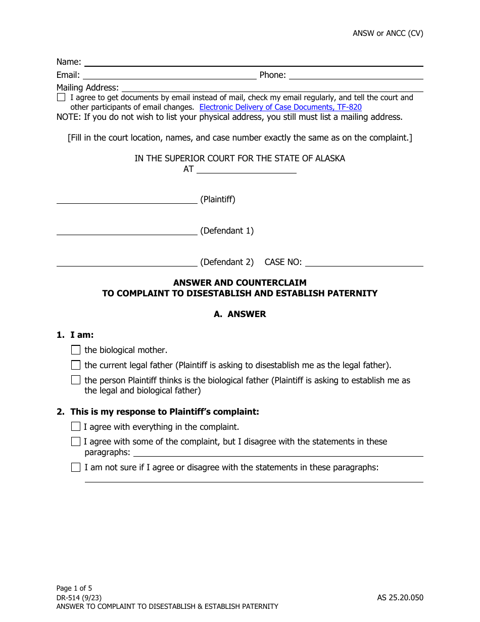 Form DR-514 - Fill Out, Sign Online and Download Fillable PDF, Alaska | Templateroller