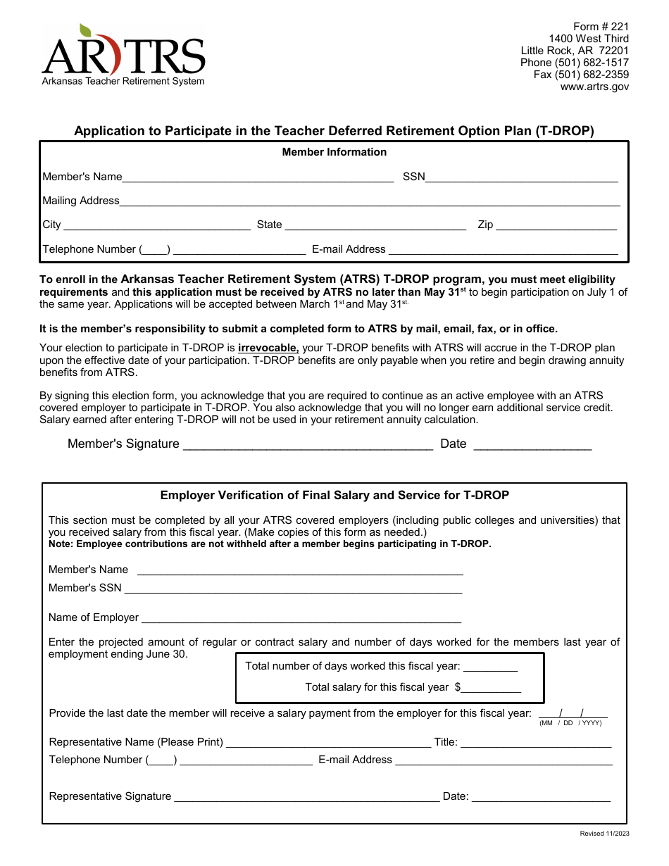 Form 221 Download Printable PDF or Fill Online Application to ...