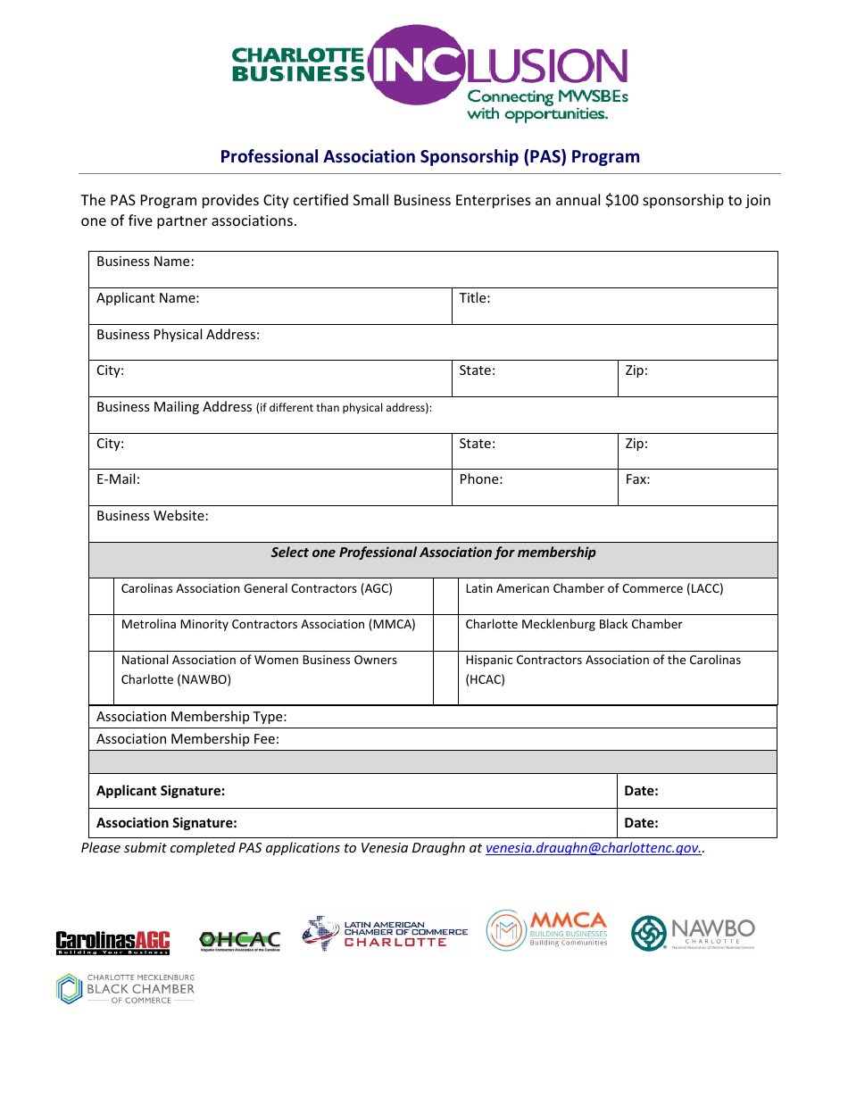 City of Charlotte, North Carolina Professional Association Sponsorship ...