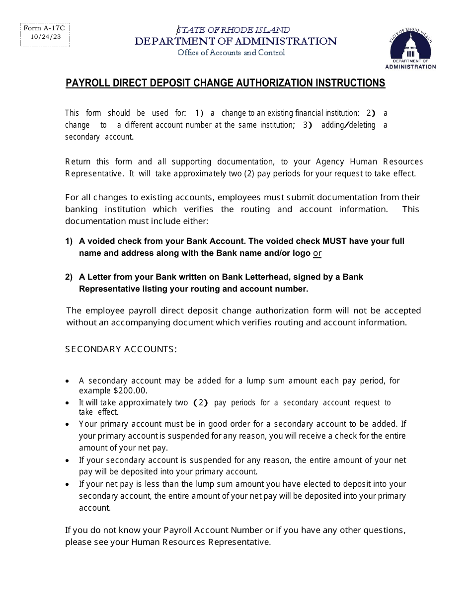 Form A-17C - Fill Out, Sign Online and Download Fillable PDF, Rhode ...