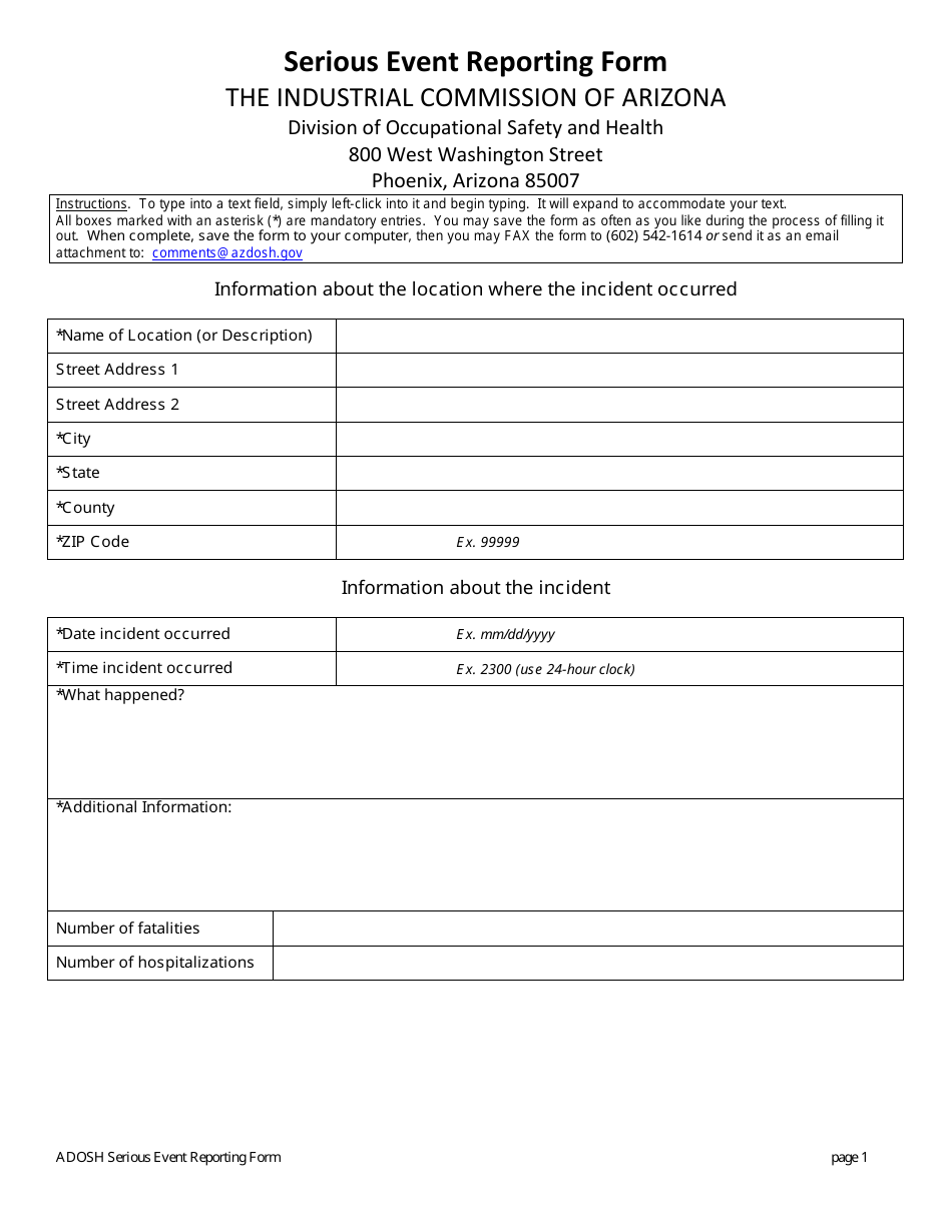 Arizona Serious Event Reporting Form Fill Out Sign Online And Arizona Serious Event Reporting Form Fill Out Sign Online And