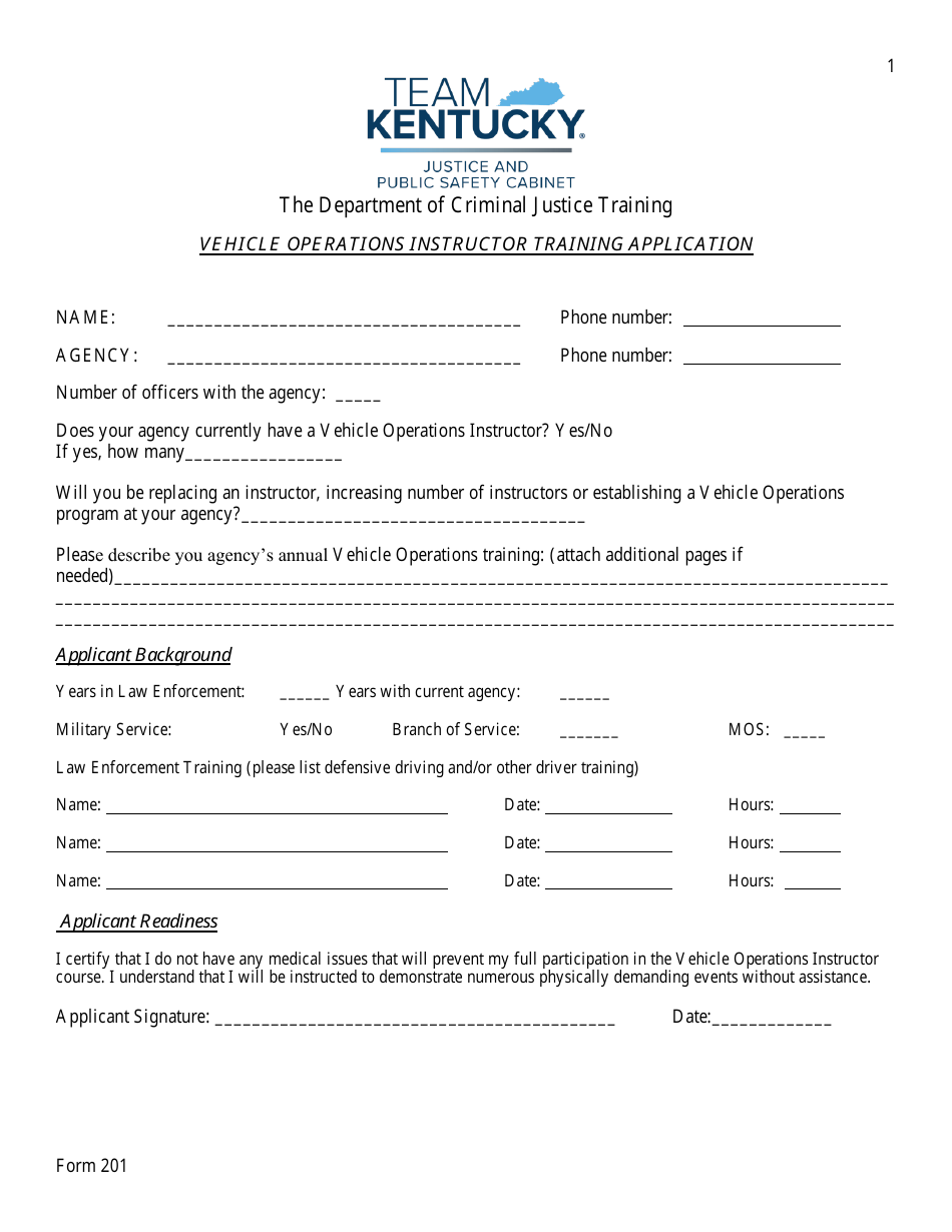 Form 201 - Fill Out, Sign Online and Download Printable PDF, Kentucky ...