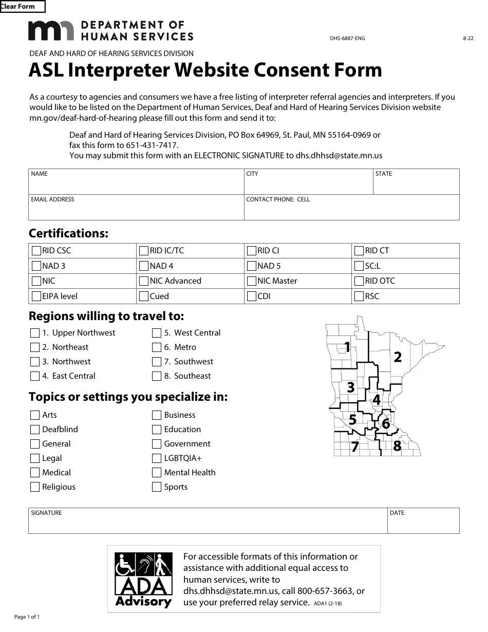 Form DHS-6887-ENG Download Fillable PDF or Fill Online Asl Interpreter ...