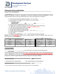 City of Dallas, Texas Prequalification Q-Team Review Checklist - Fill ...