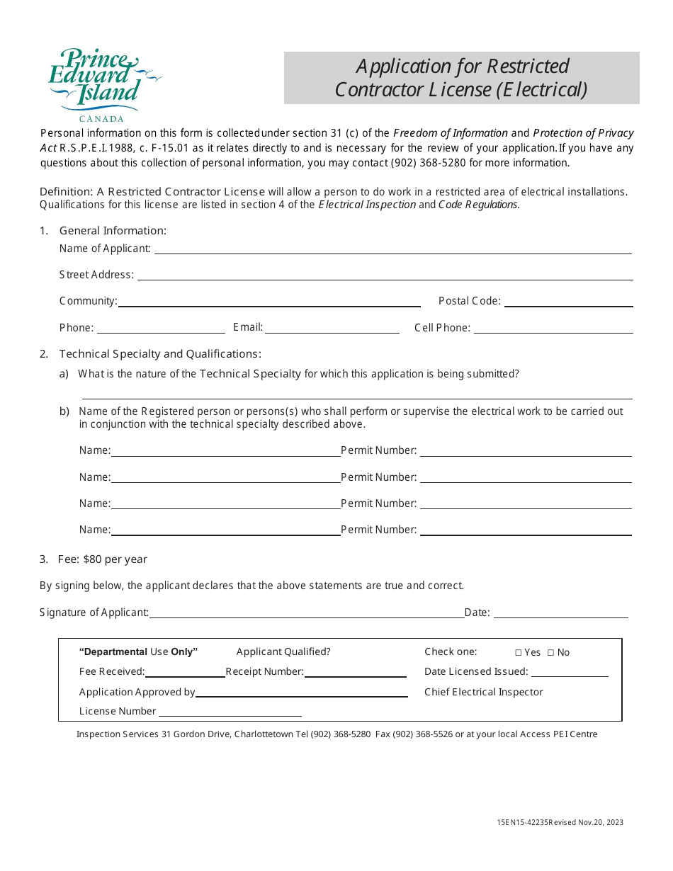 Form 15EN15-42235 Download Fillable PDF or Fill Online Application for ...