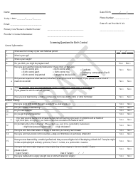 Indiana Screening Questions for Birth Control - Draft - Fill Out, Sign ...