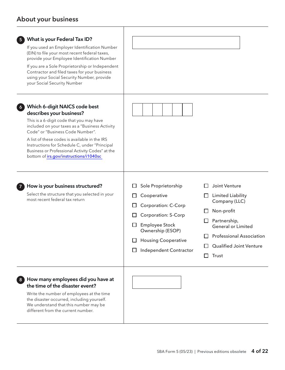 SBA Form 5 Download Fillable PDF or Fill Online Disaster Business Loan ... SBA Form 5 Download Fillable PDF or Fill Online Disaster Business Loan ...
