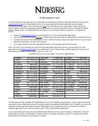 Nevada Endorsement Form for Certified Nursing Assistant - Fill Out, Sign Online and Download PDF ...