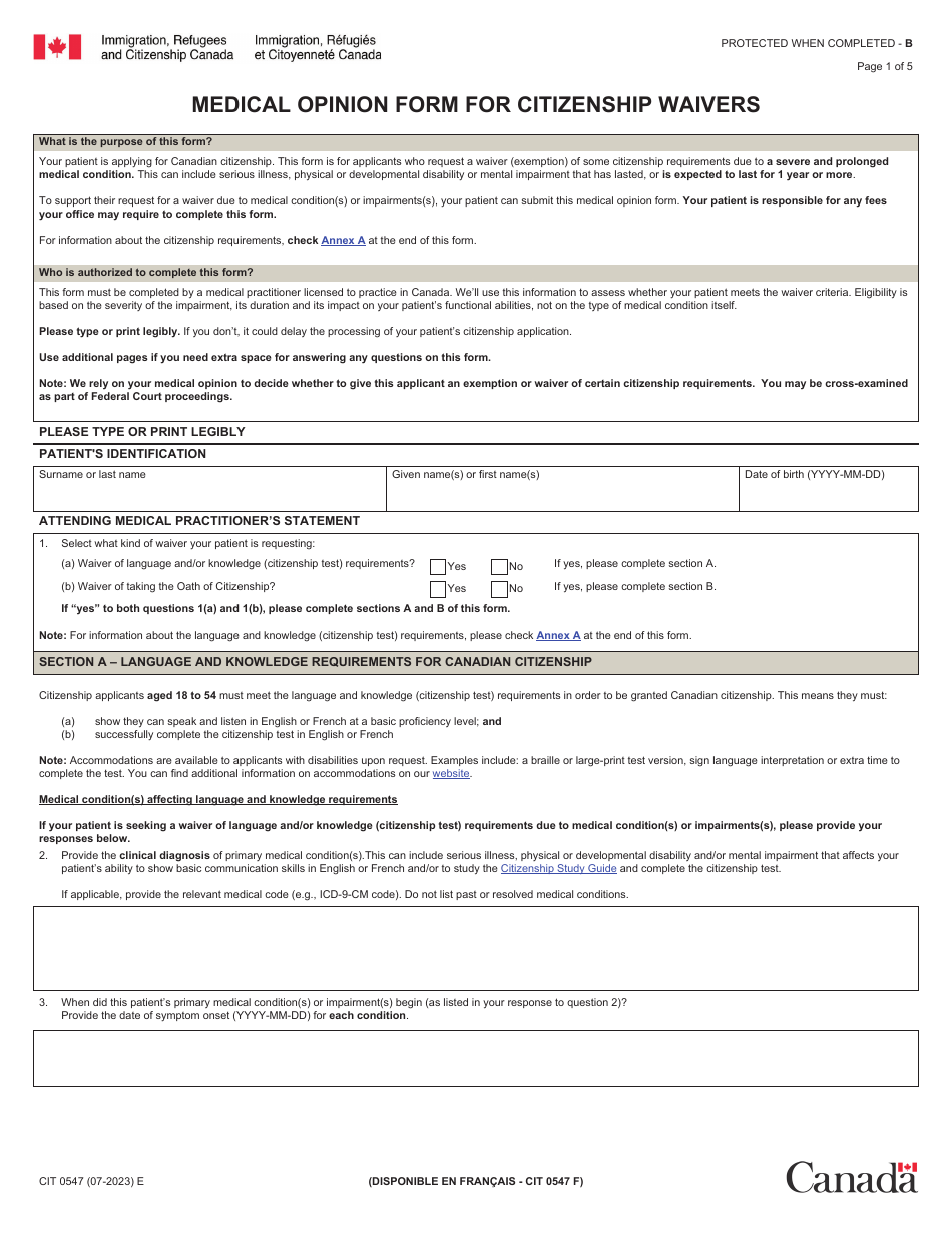 Form CIT0547 - Fill Out, Sign Online and Download Fillable PDF, Canada ...