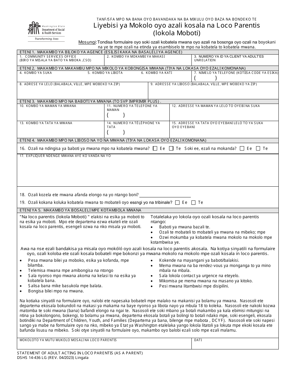 DSHS Form 14-436 - Fill Out, Sign Online and Download Printable PDF ...