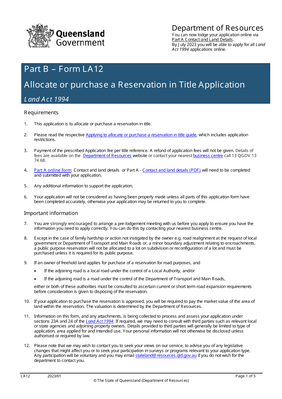 Form LA12 Part B Download Fillable PDF or Fill Online Allocate or ...