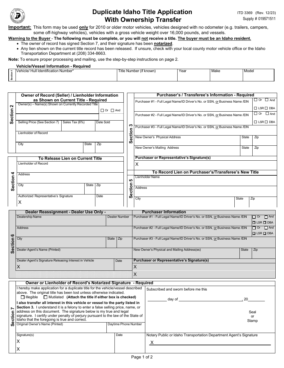 Form Itd3369 Fill Out Sign Online And Download Fillable Pdf Idaho