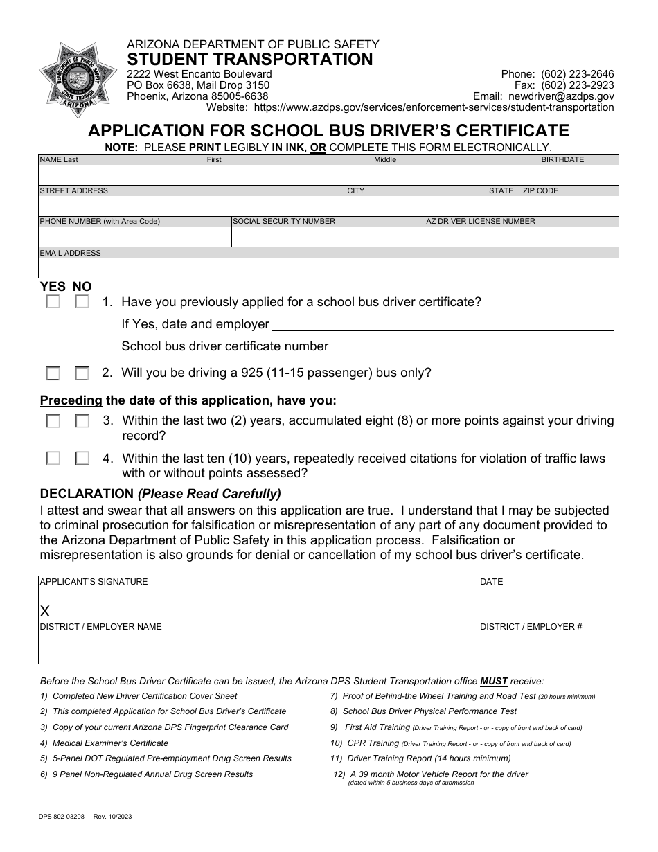 Form DPS802-03208 Download Fillable PDF or Fill Online Application for ...