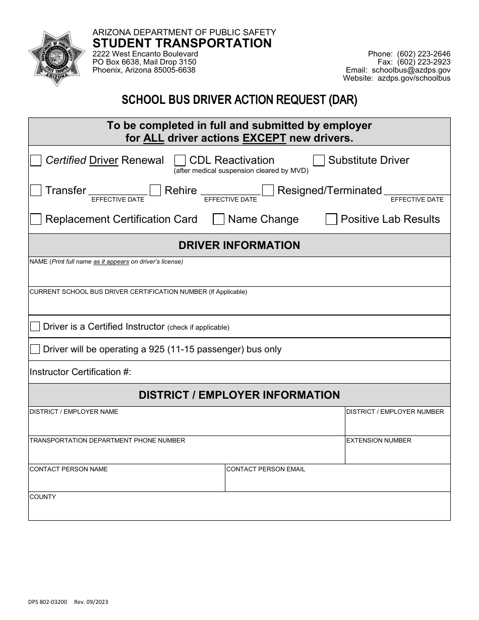 Form DPS802-03200 Download Fillable PDF or Fill Online School Bus ...