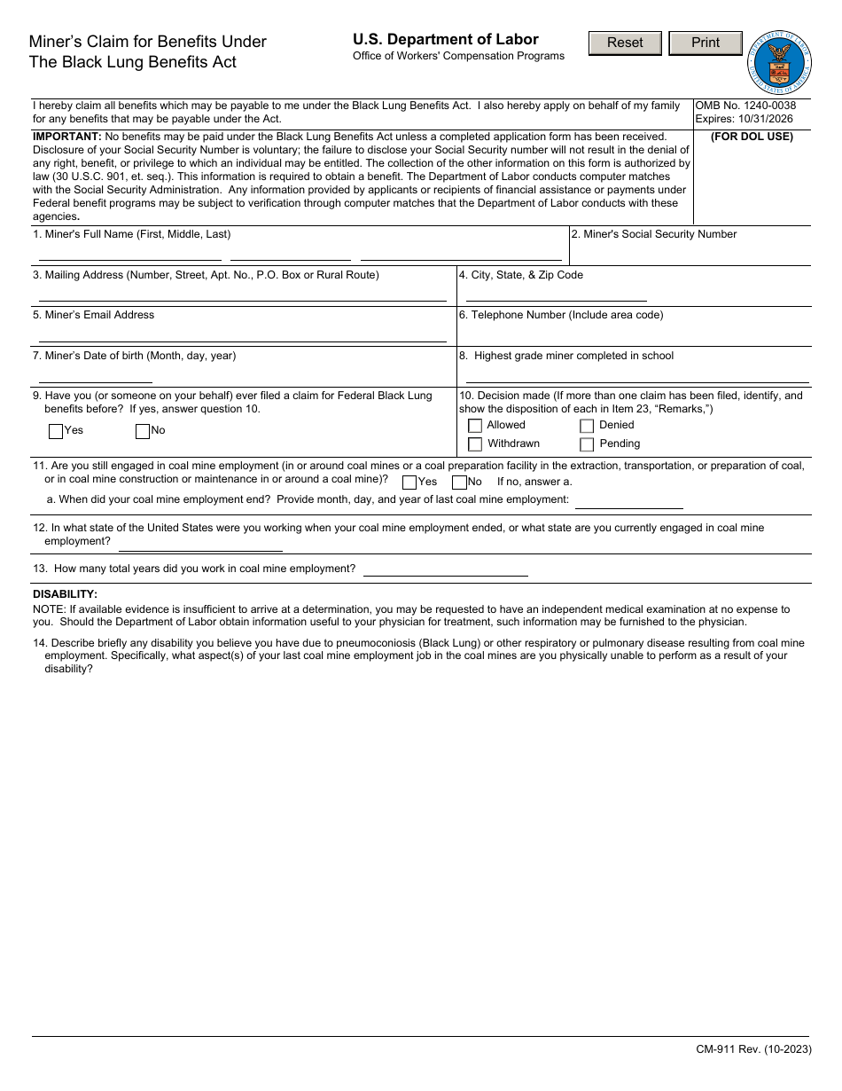 Form CM-911 - Fill Out, Sign Online and Download Fillable PDF ...