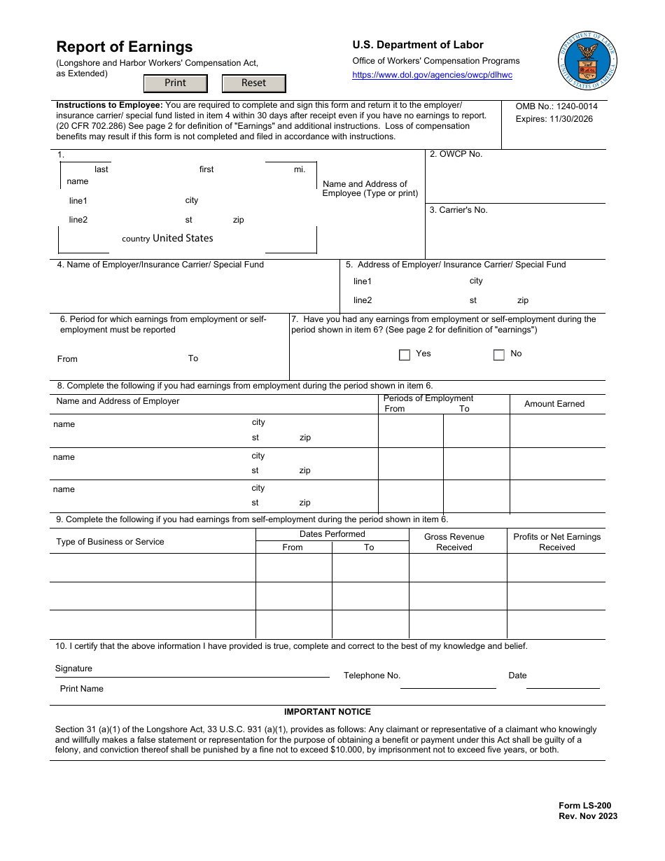 Form LS-200 - Fill Out, Sign Online and Download Fillable PDF ...