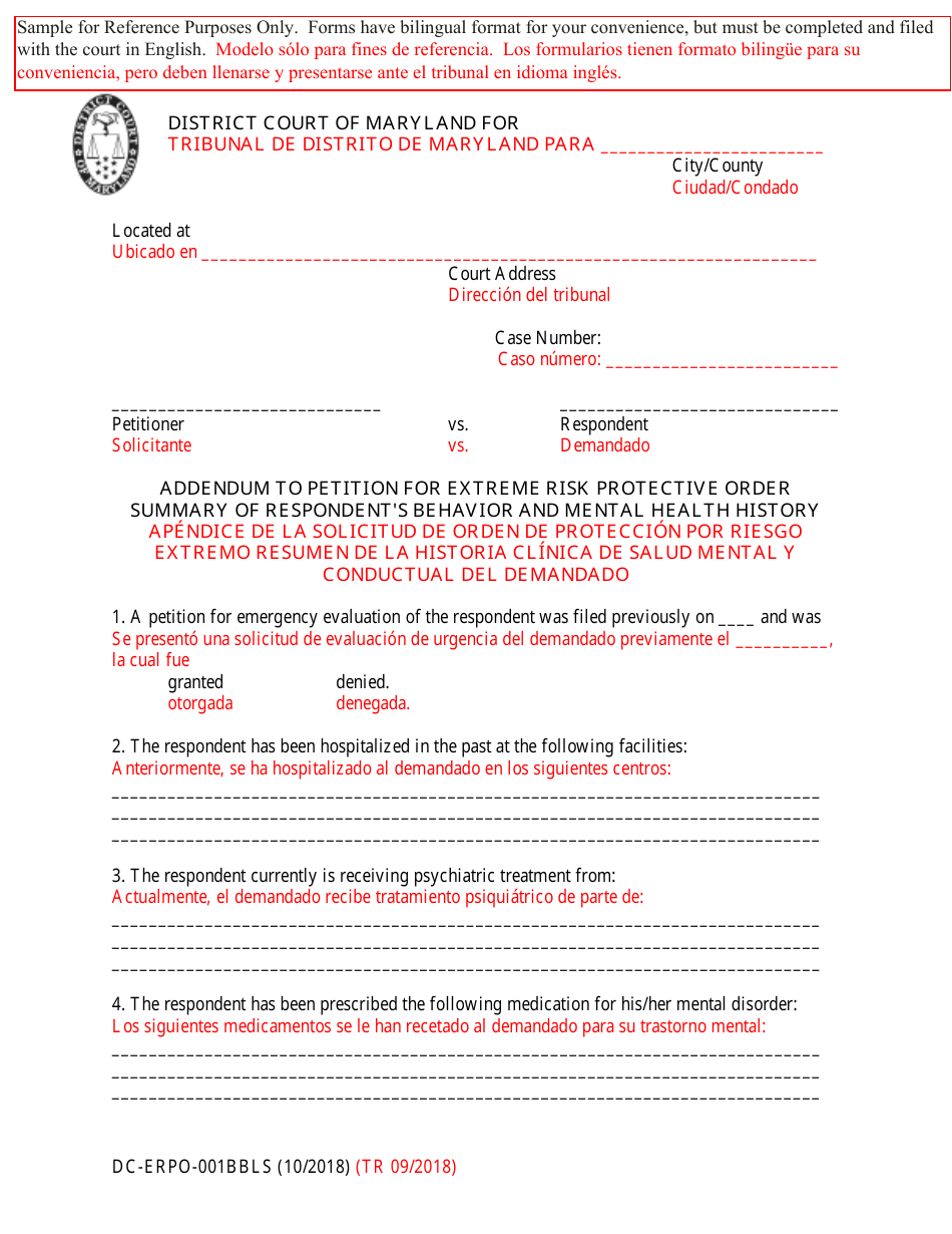 Form DC-ERPO-001BBLS - Fill Out, Sign Online and Download Printable PDF ...